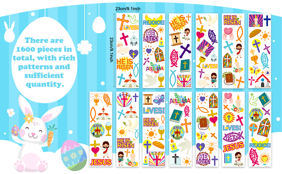 Amazon.com: Jetec 1600 Pcs Religious Easter He Lives Christian Stickers ...