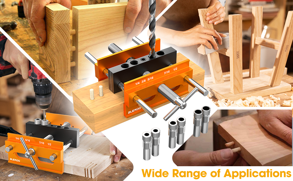 BLEKOO Upgraded 6.7 inch Self Centering Doweling Jig Kit, Drill Jig For ...