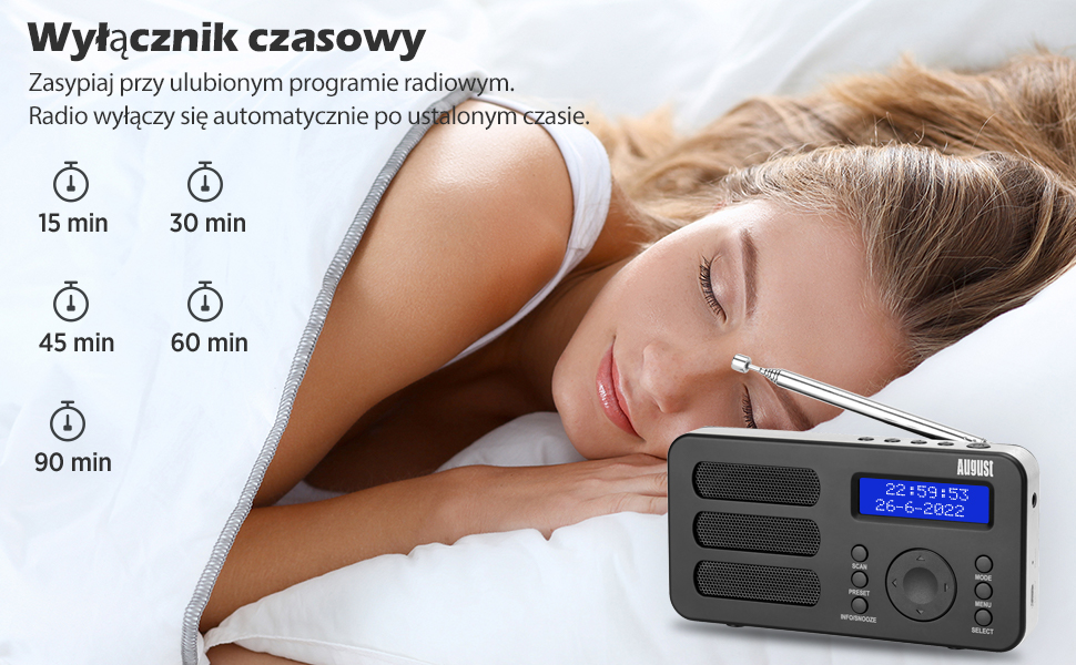 Przenośne radio cyfrowe - August MB225 - DAB/DAB + / FM - funkcja RDS, możliwość zaprogramowania ...