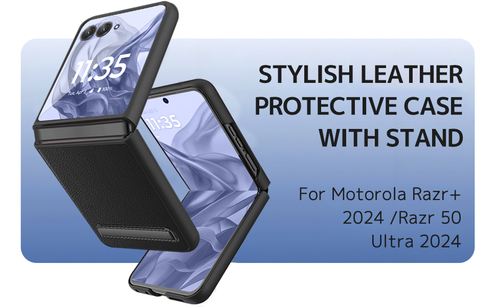 Amazon.com: NINKI for Motorola Razr 2024 Plus Case with Kickstand, Screen Protector Leather Case ...