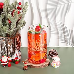 Amazon.com | pengtai Christmas Gifts Cups,Christmas Glass Tumbler,16oz ...