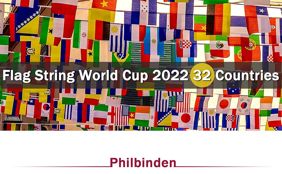 Amazon.com: 2022 Qatar World Cup String Flag,2 Set 32 National Team ...