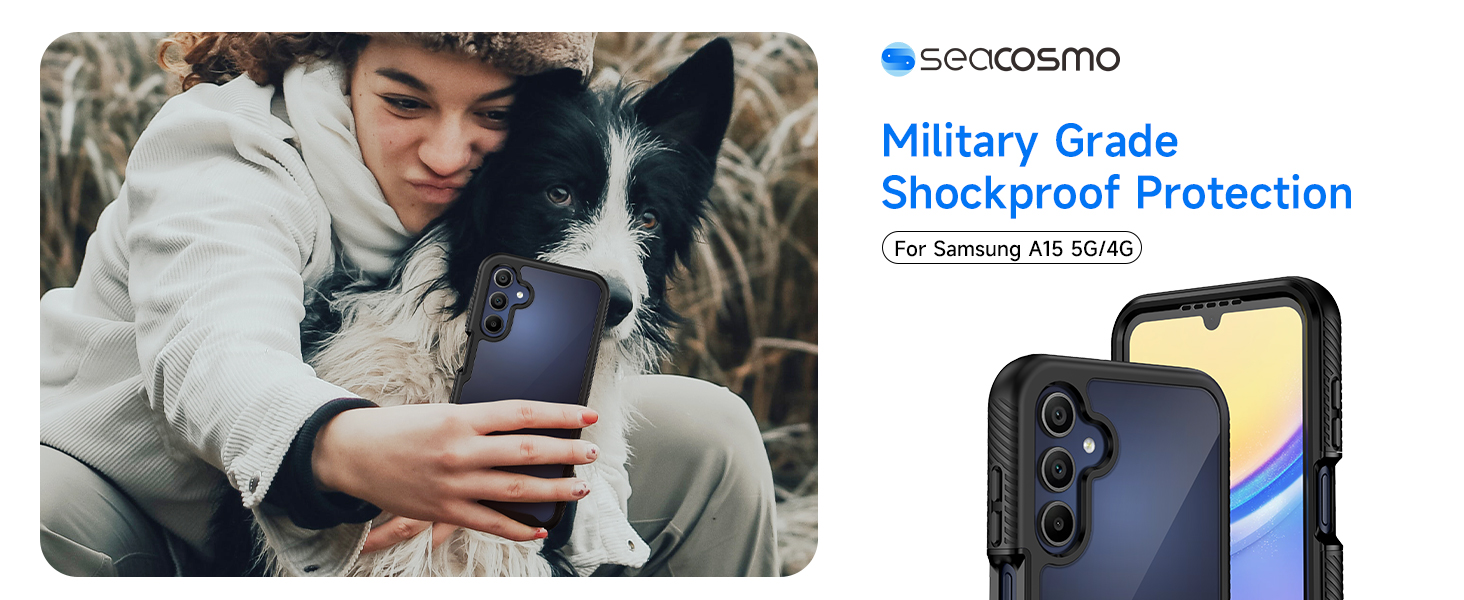 seacosmo for Samsung A15 Case, Galaxy A15 Cover [with Screen Protector] Full Body Shockproof ...