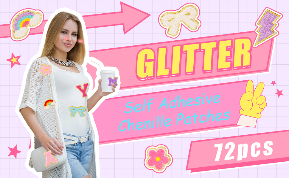 Amazon.com: 72 Pcs Preppy Chenille Patches Self Adhesive Embroidered ...