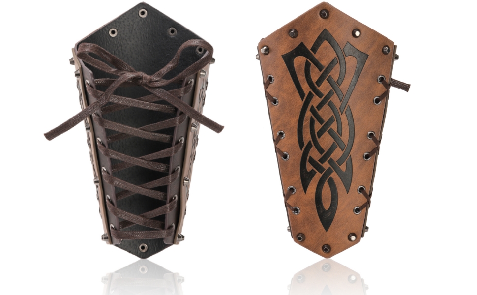 Amazon.com: Pumtus 2 Pack Medieval Arm Bracers, Halloween Leather ...