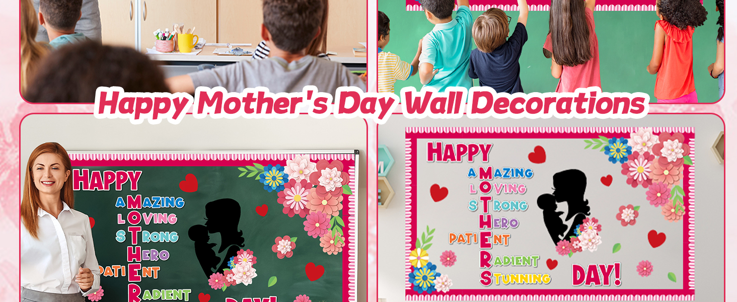 Amazon.com : Happy Mother’s Day Bulletin Board Decoration Set Mothers ...