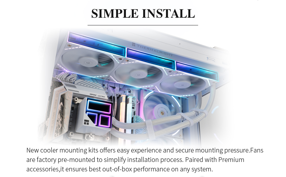 Thermalright Frozen Infinity 360 White CPU Water Cooler,360 Aio CPU Cooler, Triple TL-M12W PWM ...