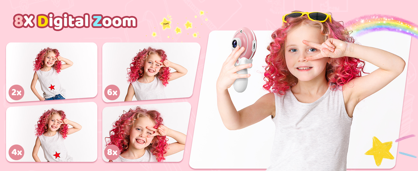 Amazon.com: TEKFUN Kids Camera Toy for Girls - Birthday Gifts with Magic Wand Design - Digital ...