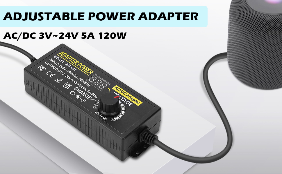 Amazon.com: Adjustable Power Adapter, Towisituati Universal 3V ~ 24V Power Supply 3A 72W AC/DC ...