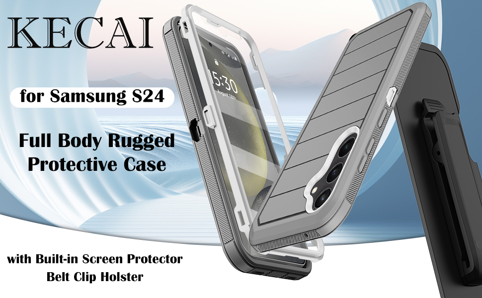 Amazon.com: KECAI for Samsung Galaxy S24 Case with Belt Clip Holster & Kickstand,Built-in Screen ...