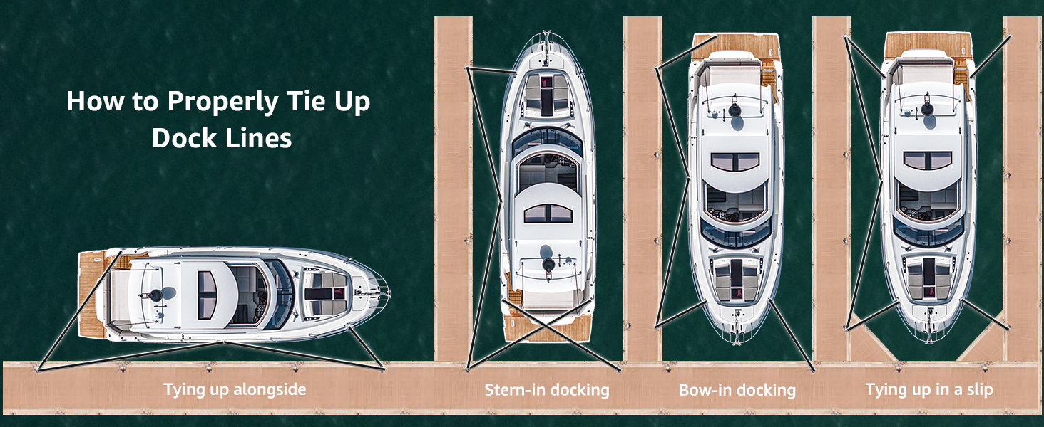 Amazon.com: PACTHSD 2 Pack 1/2" x 25' Boat Dock Lines - Marine Grade Nylon Boat Rope with 12 ...