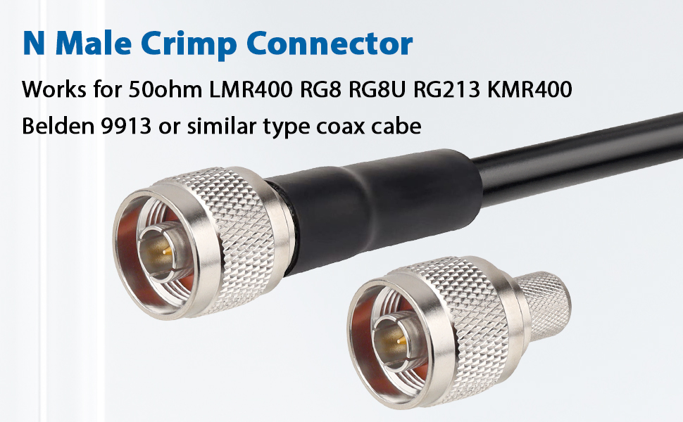 Amazon.com: MOOKEERF N Male Crimp Connector 50 ohm N Male Plug Crimp Coax Connector Adapter for ...