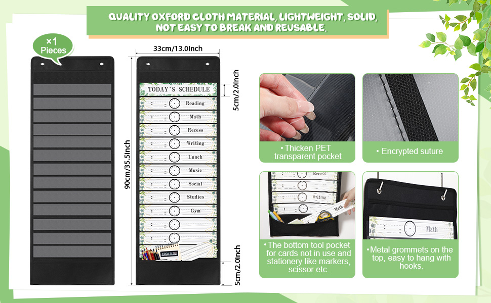 Amazon.com: Tatuo Daily Schedule Pocket Chart Classroom Pocket Charts ...