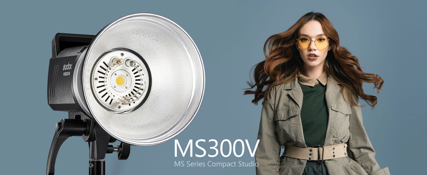 Godox MS300-V Compact 300W Studio Flash, Upgraded Modeling Lamp, 2.4G ...
