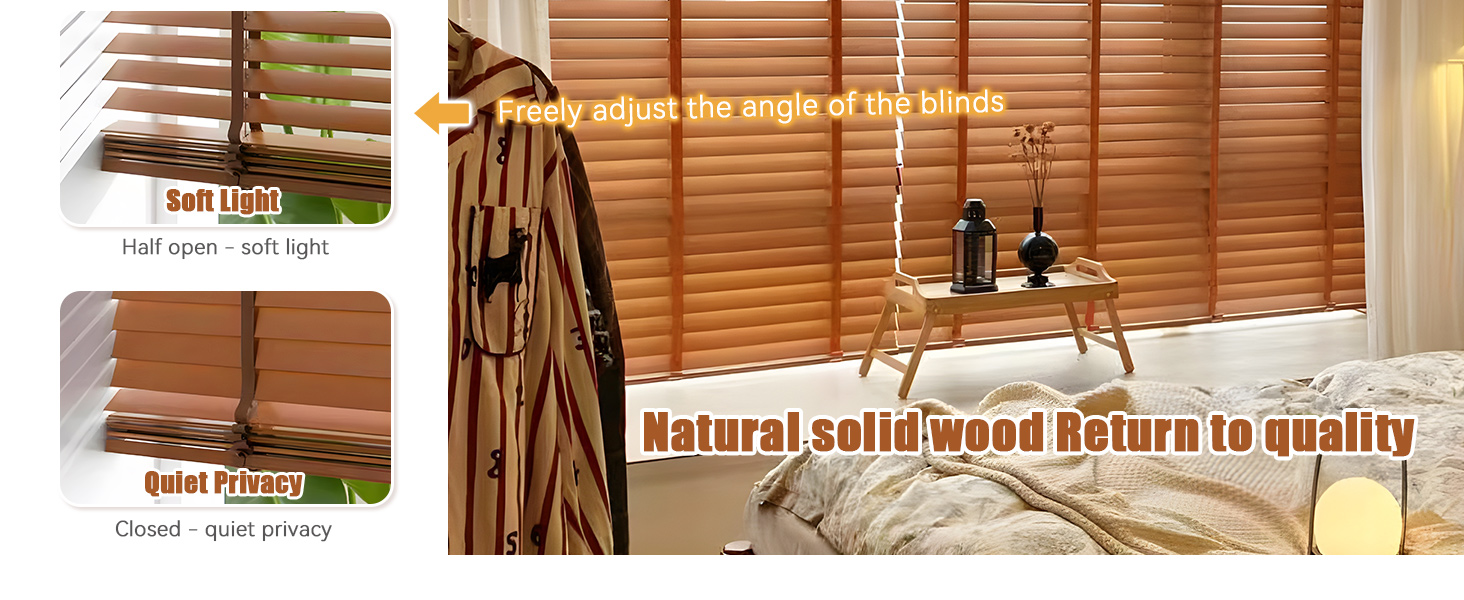 Amazon.com: HIAPES Customizable Wood Blinds for Indoor Windows - Blackout Room Darkening Shades ...