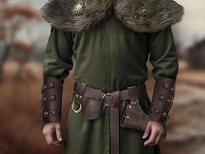 HiiFeuer Medieval PU Leather Buckle Arm Bracers, Knight LARP Retro ...