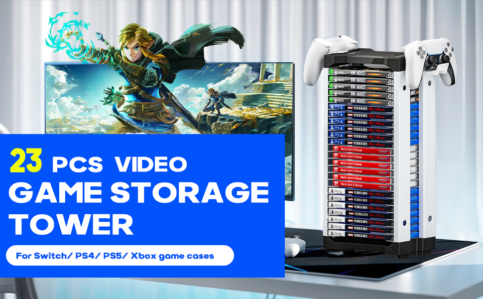 zerotop Video Game Storage Tower Universal Game Holder Rack for PS5/PS4 ...