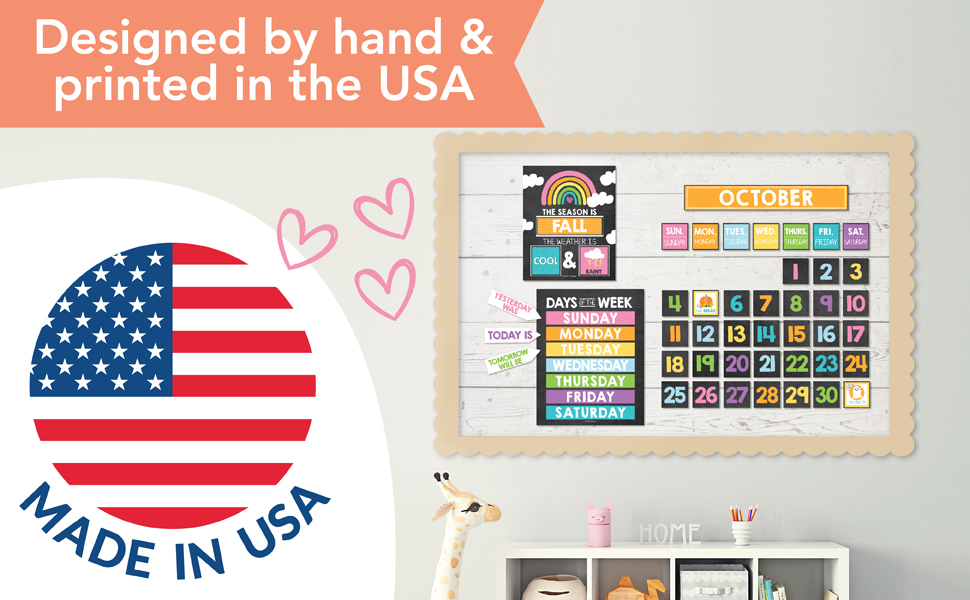 Amazon.com : Classroom Calendar Set Bulletin Board Decor – School ...
