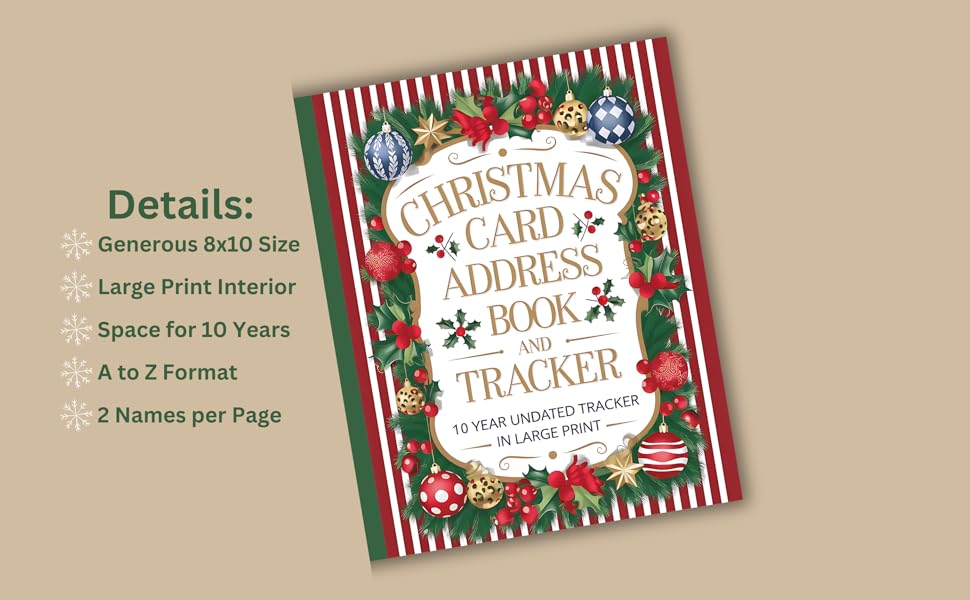 Christmas Card Address Book and Tracker Large Print: Holiday Cards Log ...