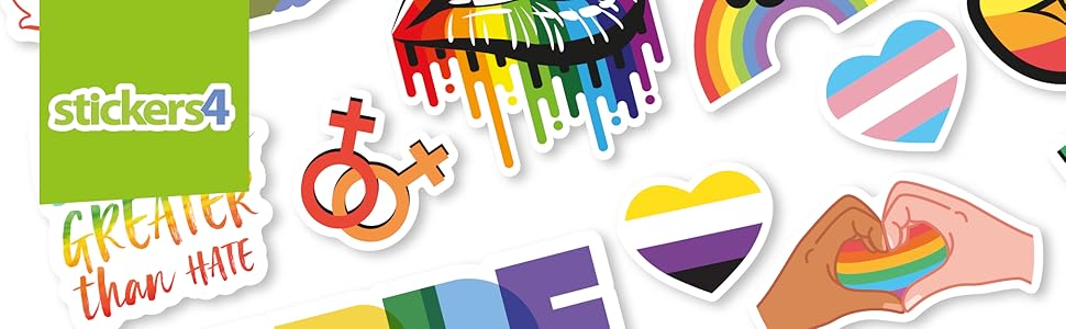 Amazon.com: 24 x Gay Pride Stickers Bulk - Pride Flag Stickers - Pride Stickers for Water ...