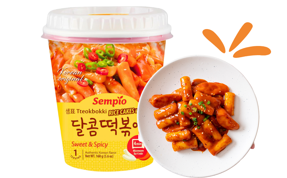 Sempio Instant Rice Cake Cup Tteokbokki Topokki Sweet & Spicy Cup 160g (Pack of 2) - Authentic ...