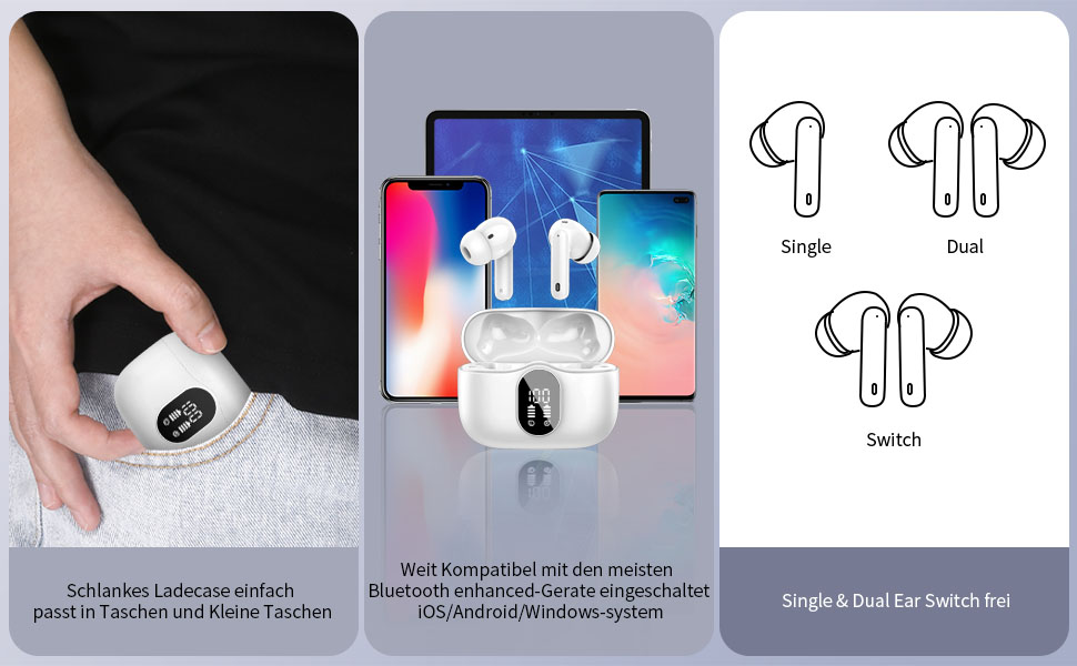 Btootos Bluetooth Kopfhörer, Kopfhörer Kabellos Bluetooth 5.3 Sport In ...