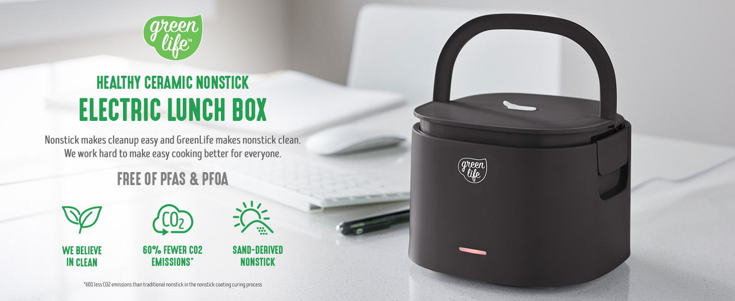 Amazon.com: GreenLife 20oz Electric Lunch Box Food & Soup Warmer, PFAS & PFOA-Free Ceramic ...