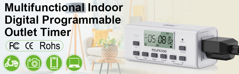 Amazon.com: [2 Pack] NEARPOW Digital Timer For Lamp With Dual Outlets ...