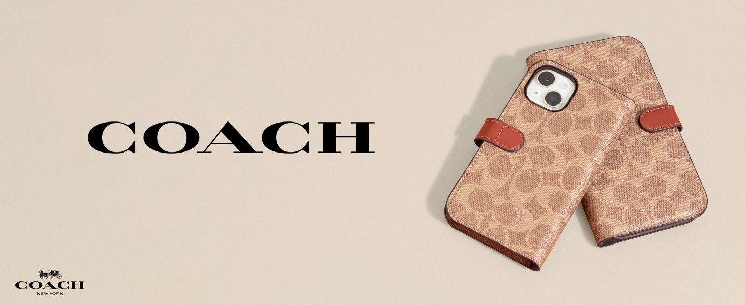 Amazon.com: Coach Signature Canvas Two Piece Detachable Wallet Folio iPhone 15 Case, Compatible ...
