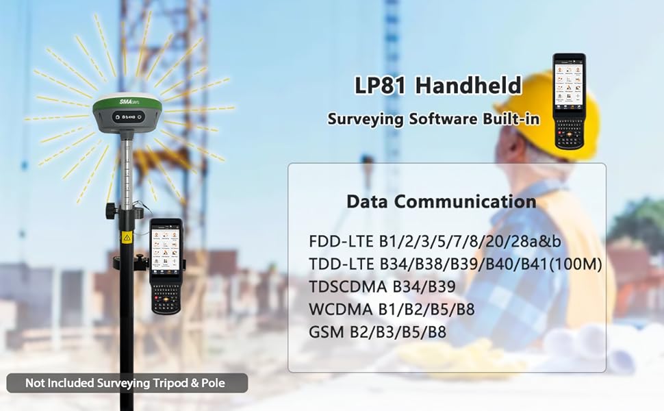SMA26 RTK ROVER Survey equipment with rover RTK GPS receiver IMU Tilt Land Surveying 2.5cm ...