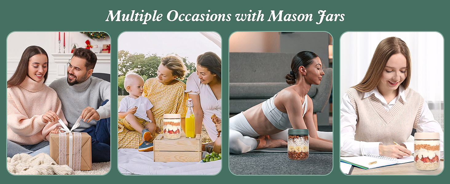 Amazon.com: Xileanalee Overnight Oats Containers with Lids 6 Pack-16 Oz Mason Jar with Lids ...