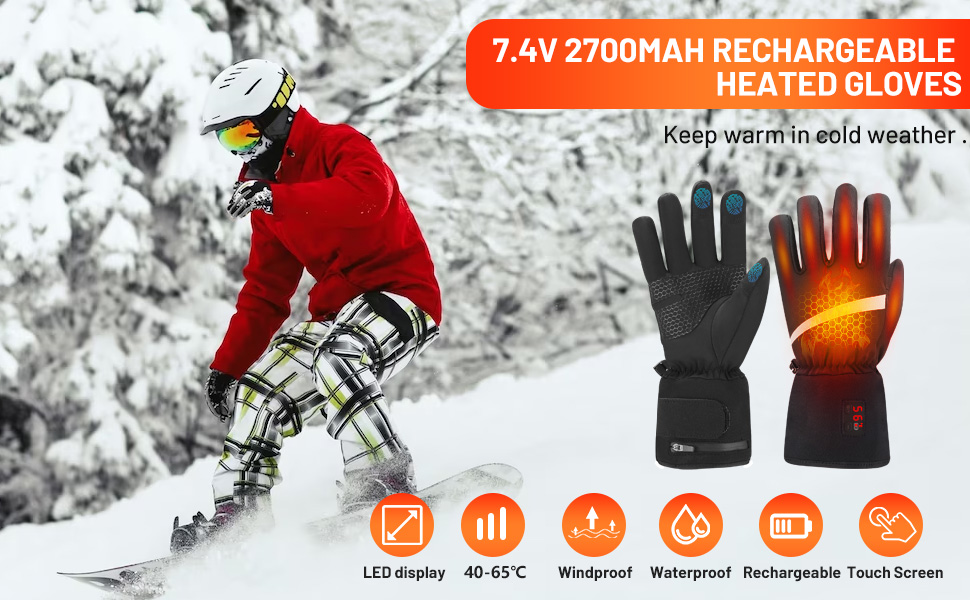 Amazon.com: INKON Heated Gloves for Men Women, Rechargeable Battery Gloves Temperature Display ...