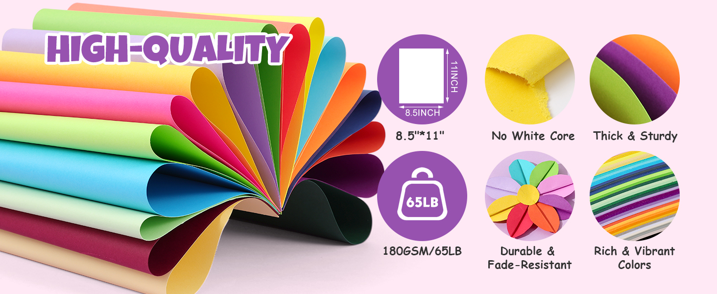 Amazon.com : 300 Sheets 8.5" X 11" Colored Cardstock, 50 Assorted ...