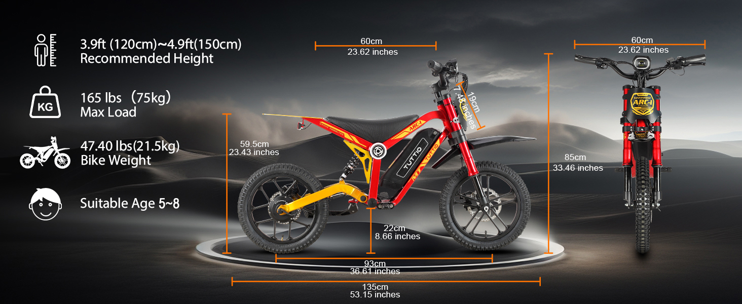 Amazon.com: Tuttio ARC-I 36V Electric Dirt Bike for Kids 5-8, 750W Electric Motorcycle for Kids ...