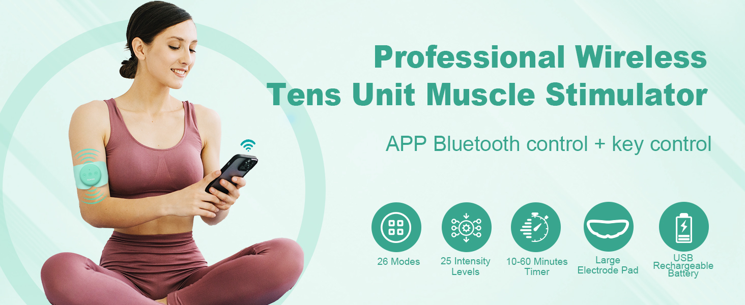 Amazon.com: Wireless Tens Unit Muscle Stimulator for Pain Relief, 26 ...