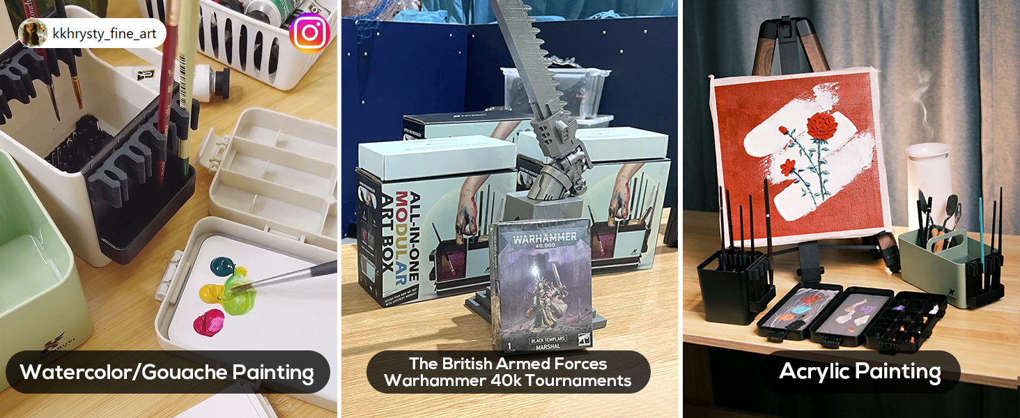 Amazon.com: KRYDRUFI Portable All-in-One Modular Painting Station with Paint Brush Cleaner and ...