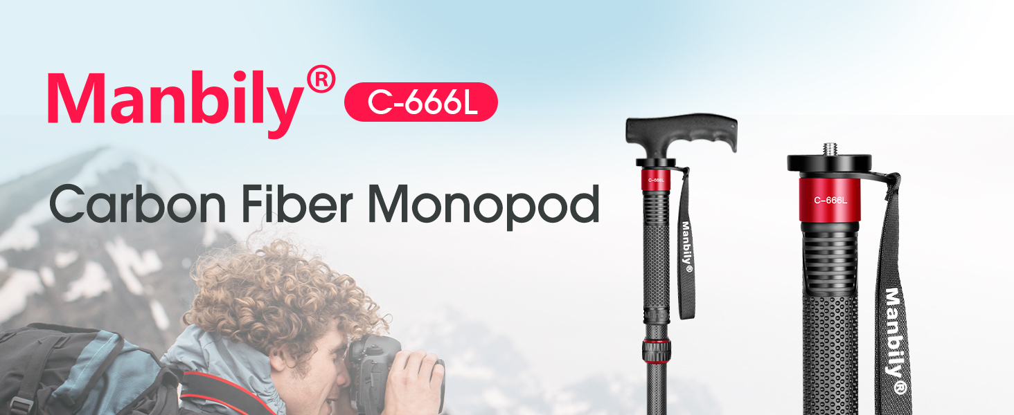 Manbily Camera Monopod 69-Inch 32mm Tube Carbon Fiber Walking Stick Monopods for Cameras 6 ...