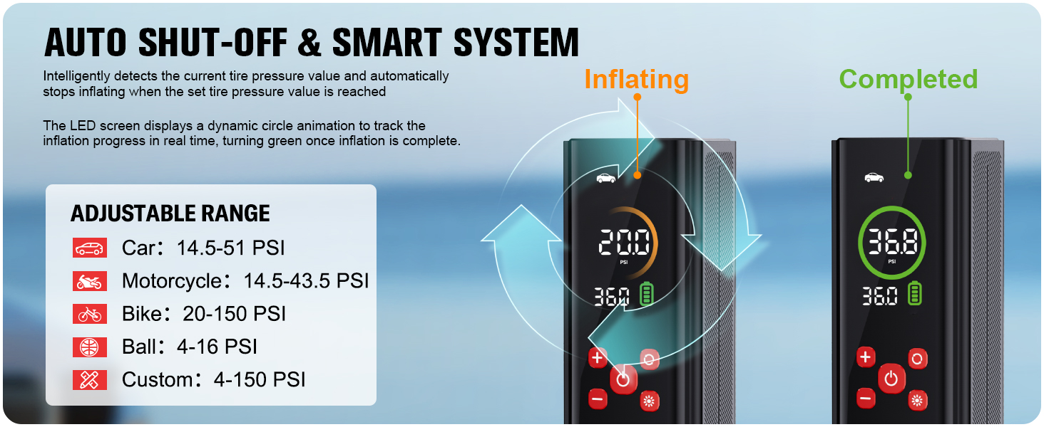 Amazon.com: GOOLOO AP150 PRO Tire Inflator Portable Air Compressor, Upgraded UI Color LED Screen ...