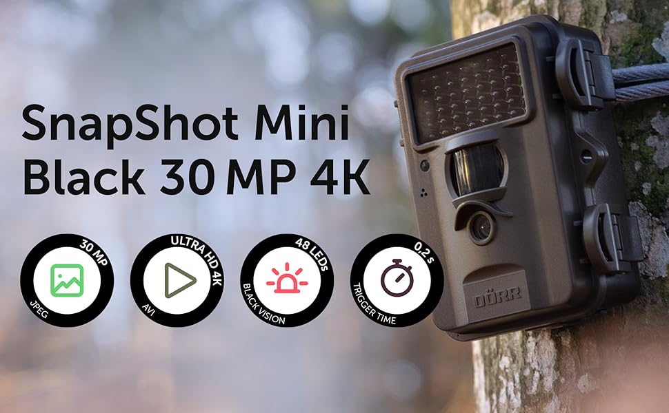Dörr Snapshot Mini Black 30MP 4K | Überwachungskamera - Wildkamera - Fotofalle - 30 Megapixel ...