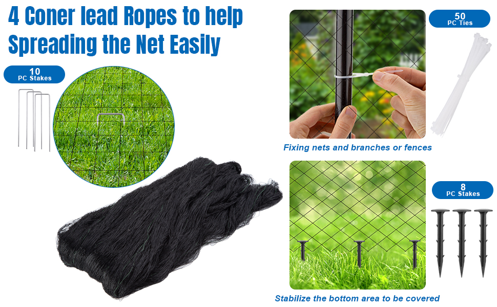 Amazon.com : NONMON 25'x25' Bird Netting for Chicken Coop, Nylon 3/4" Square Mesh Net for Garden ...