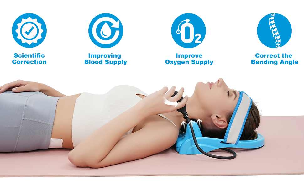 Amazon.com: Cervical Neck Traction Device for Posture Correction, Neck Curve Restorer with Pump ...