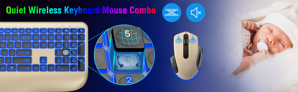 Amazon.com: Wireless Keyboard Mouse Combo Rechargeable with 7 Backlits ...