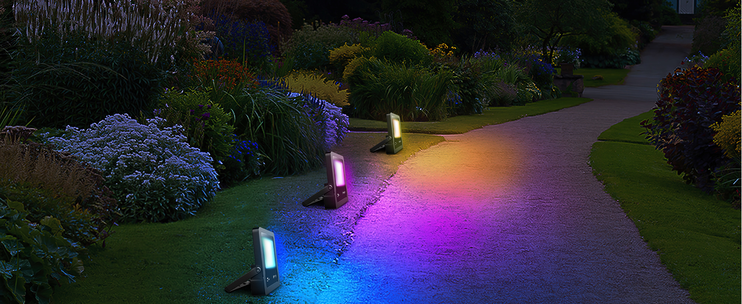 Lumary 30W Smart LED Flood Light Outdoor, RGB Colour Changing, Warm ...