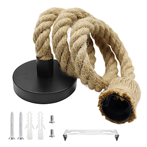 ZHIQIN 2 Stück Hanfseil Lampe E27 Pendelleuchte seil mit Kabel 100 cm Industrielles Hängeleuchte ...