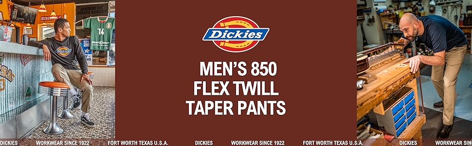 Dickies Men's Slim Tapered Work Pants – Stretch Twill, Wrinkle-Resistant, Lightweight Chinos for ...