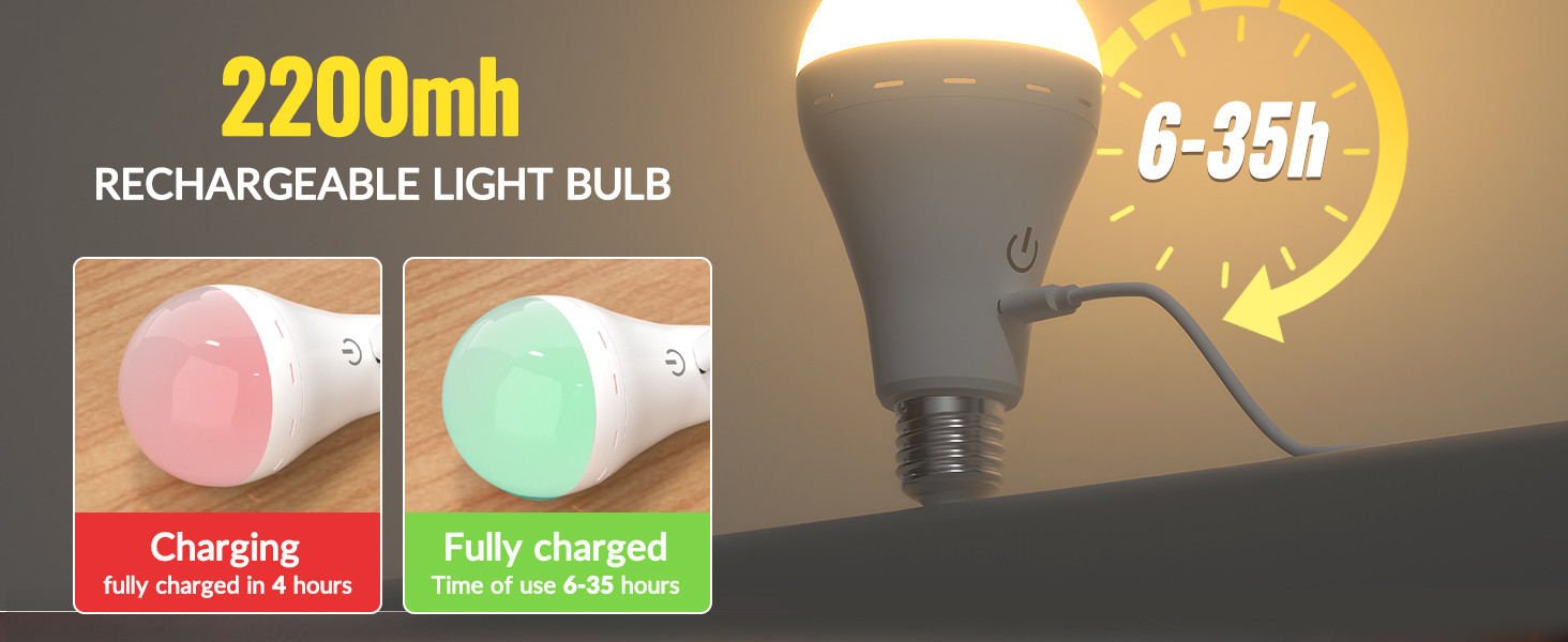 BrightArk E26 Rechargeable Led Light Bulbs with Remote, 3 Colors ...