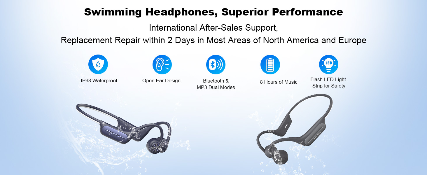Amazon.com: Voistek Bone Conduction Headphones Waterproof for Swimming ...