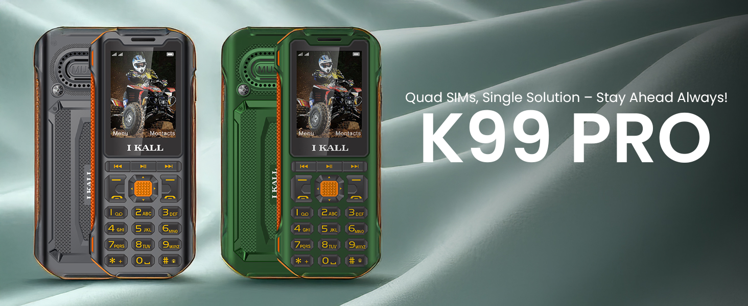 IKALL K99 Pro Rugged Multimedia Keypad Phone | 2.4 inch Display, 4 SIM Compatibility with Ruff ...