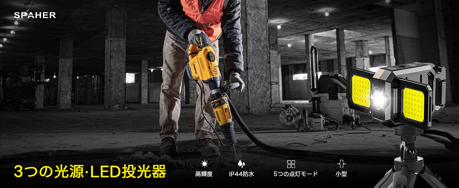 Amazon.co.jp: SPAHER COBライト 超高輝度 ミニライト 5つの点灯モード LED投光器 小型 軽量 無段階調光 IP44防水 マグネット内蔵 キーホルダー式 懐中電灯 ...