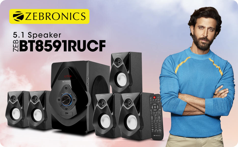 ZEBRONICS BT8591RUCF 5.1 Home Theater Speaker with 6.5" Subwoofer, 125W RMS Powerful Bass ...